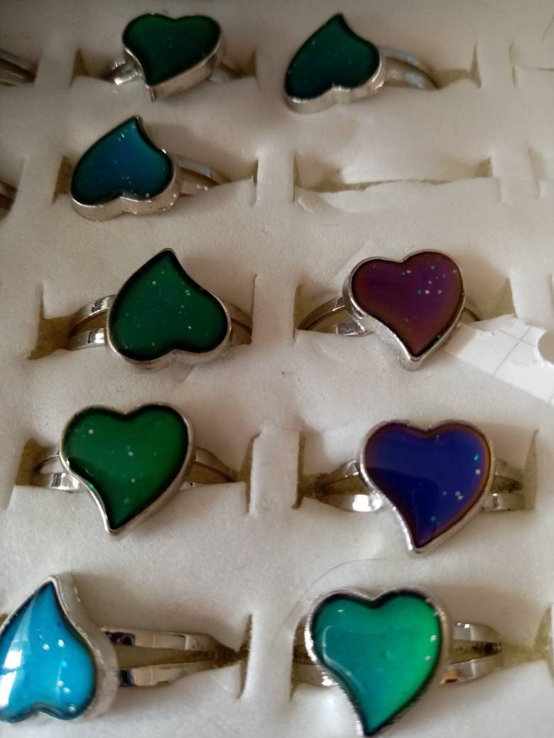Heart Mood Ring, Color Changing, Adjustable Ring - Etsy