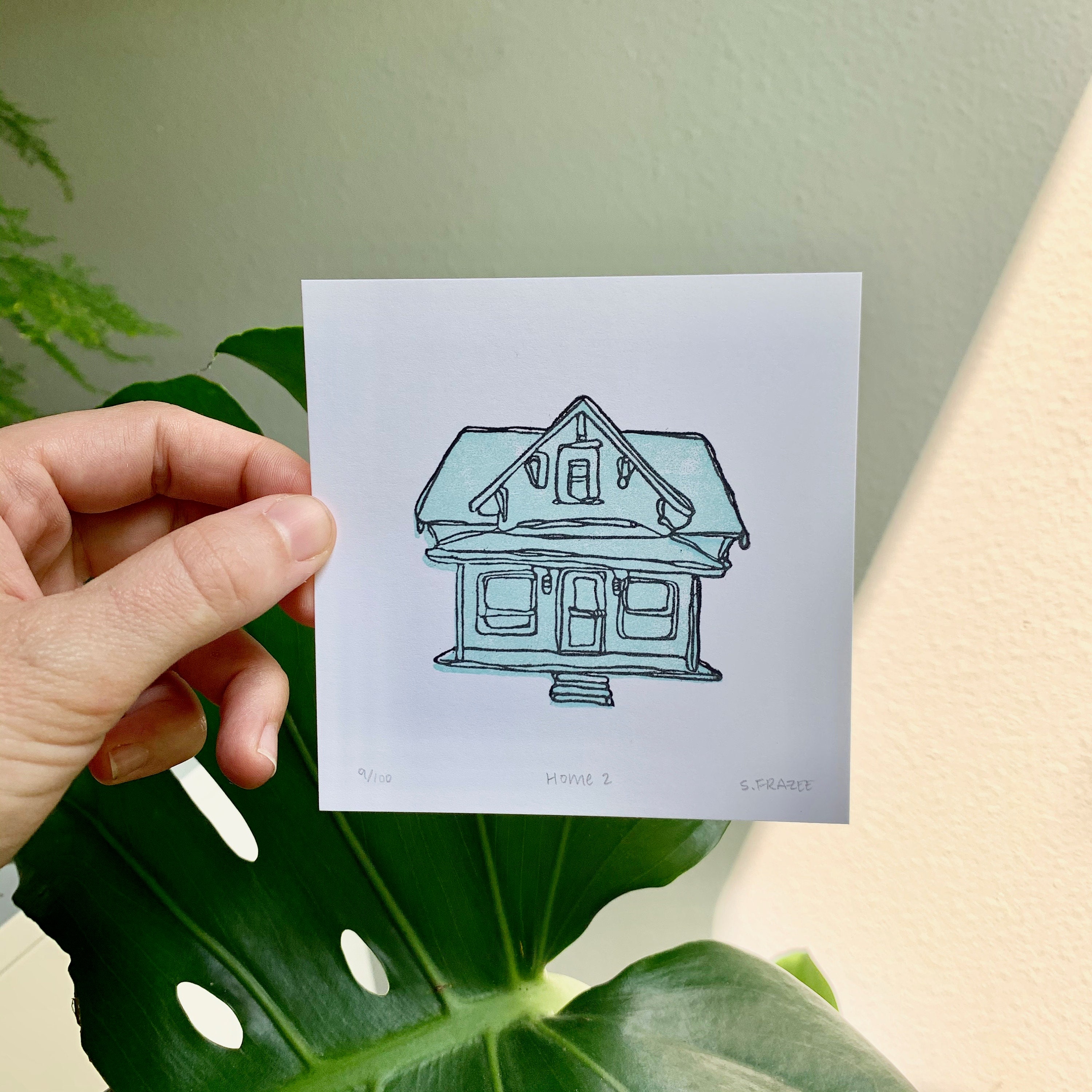 Tiny Homes Prints Set of 2 Tiny Artwork Lino Print | Etsy