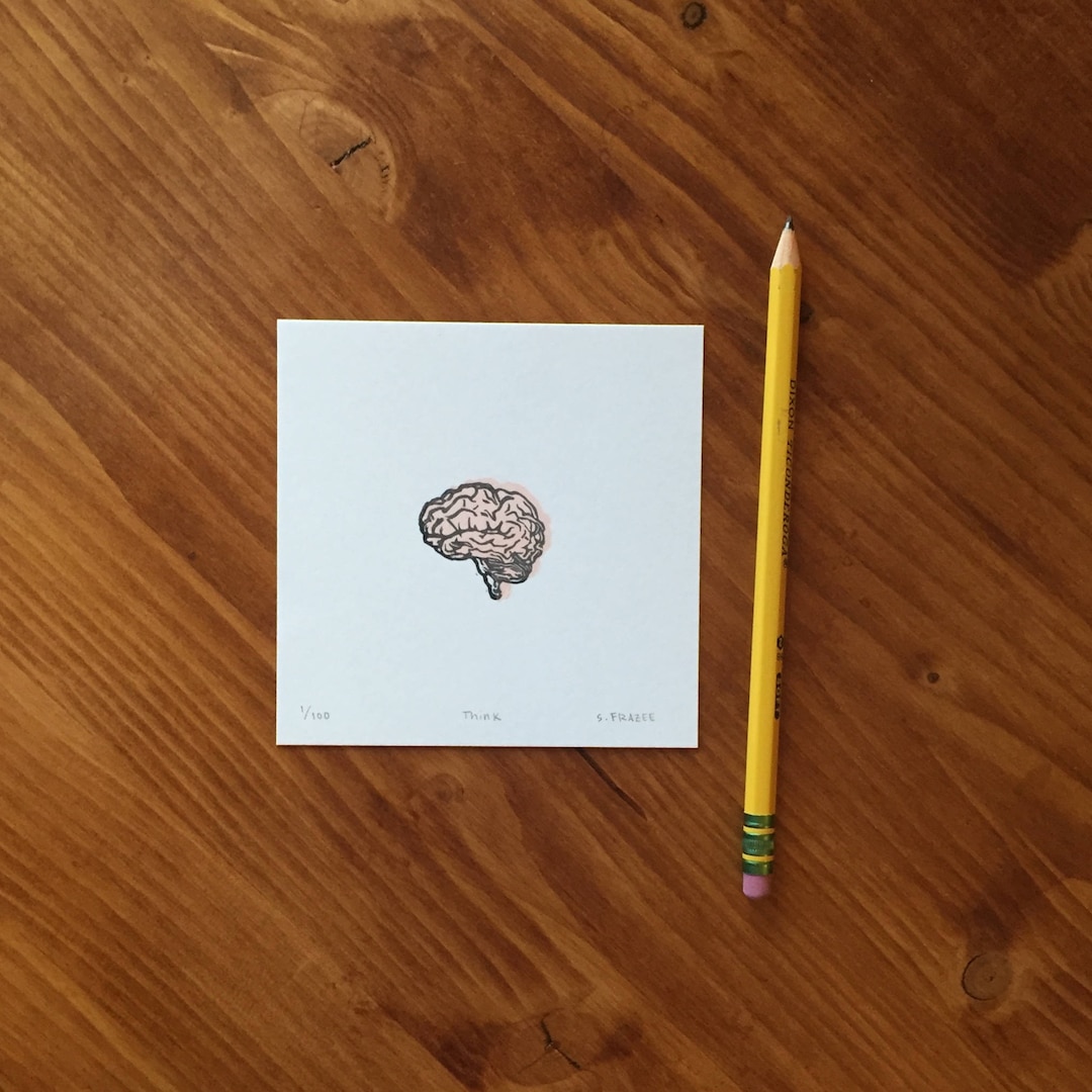 Brain Print, Tiny Artwork, Lino Print, Anatomy Art, Biology Art, Organs ...