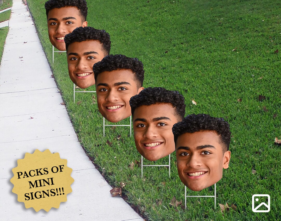 Small Head Yard Sign, 11" Mini Walkway Decoration, Sidewalk Sign, Mini ...