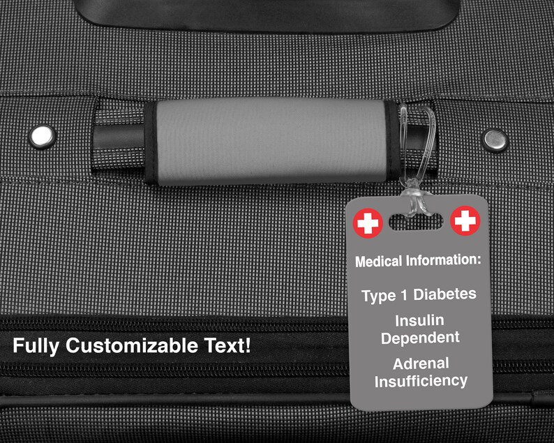 Medical Alert Luggage Tag, Custom Medical ID, Personalized Bag Tag ...