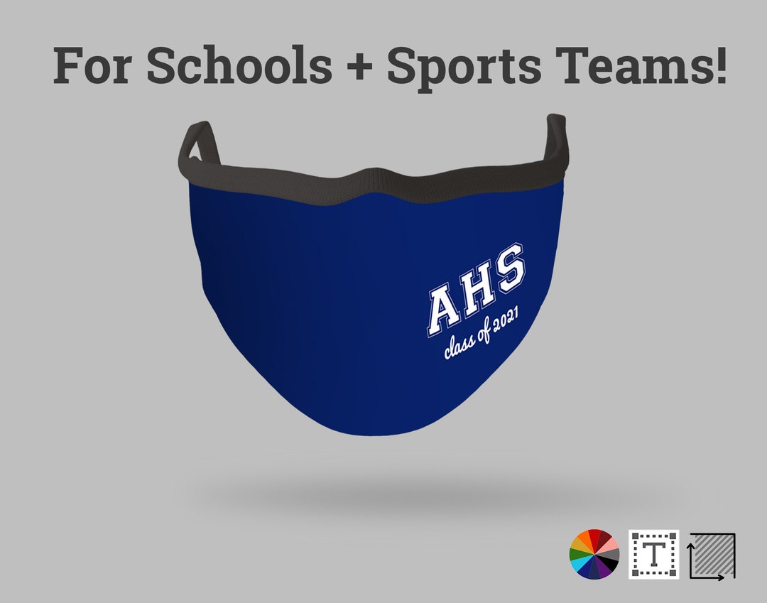 Custom School Face Mask: Team Colors, Personalized Design - Etsy