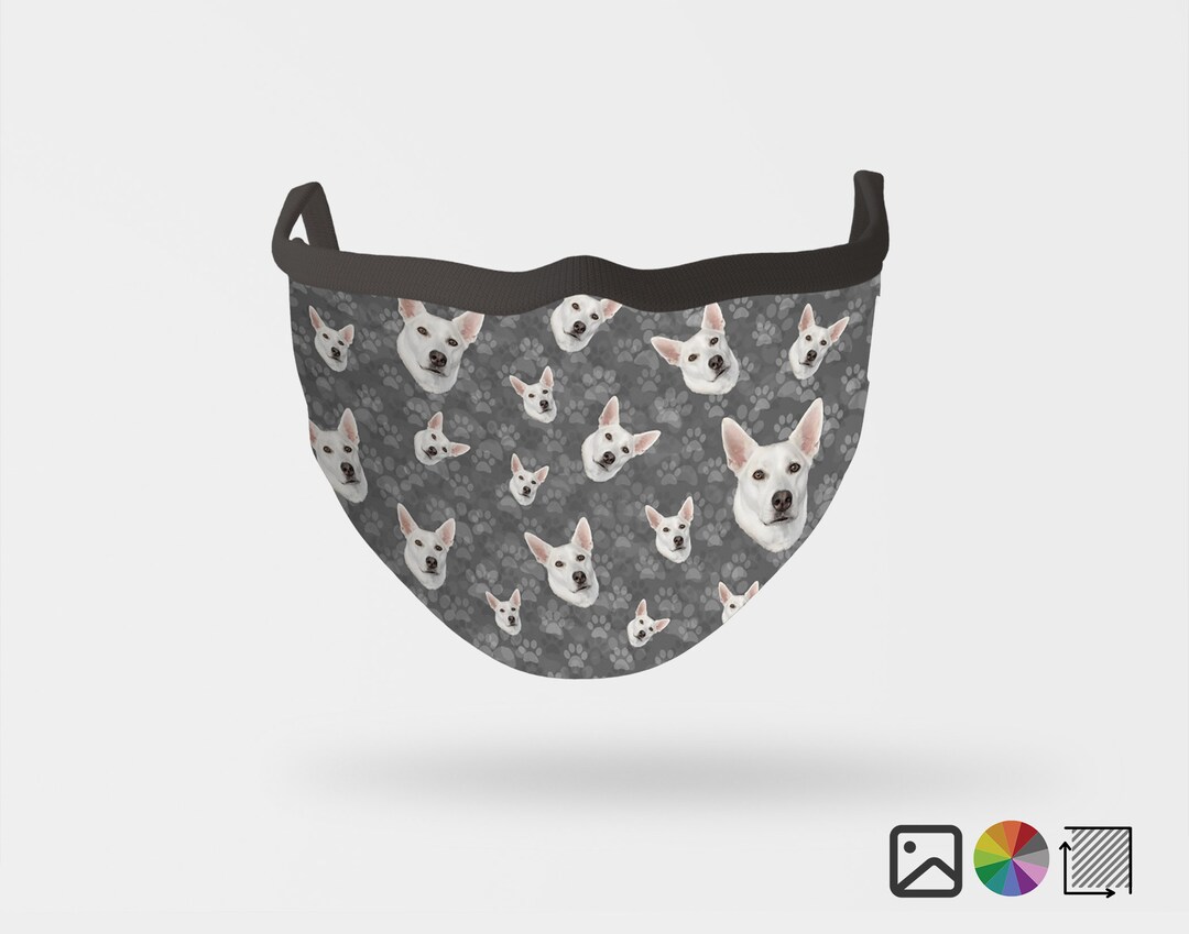 Custom Pet Face Mask: Personalized Puppy Design, Black Trim - Etsy