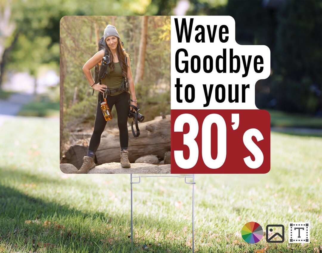 LARGE Birthday Yard Sign 24x32, Photo Sign, Custom Yard Sign ...