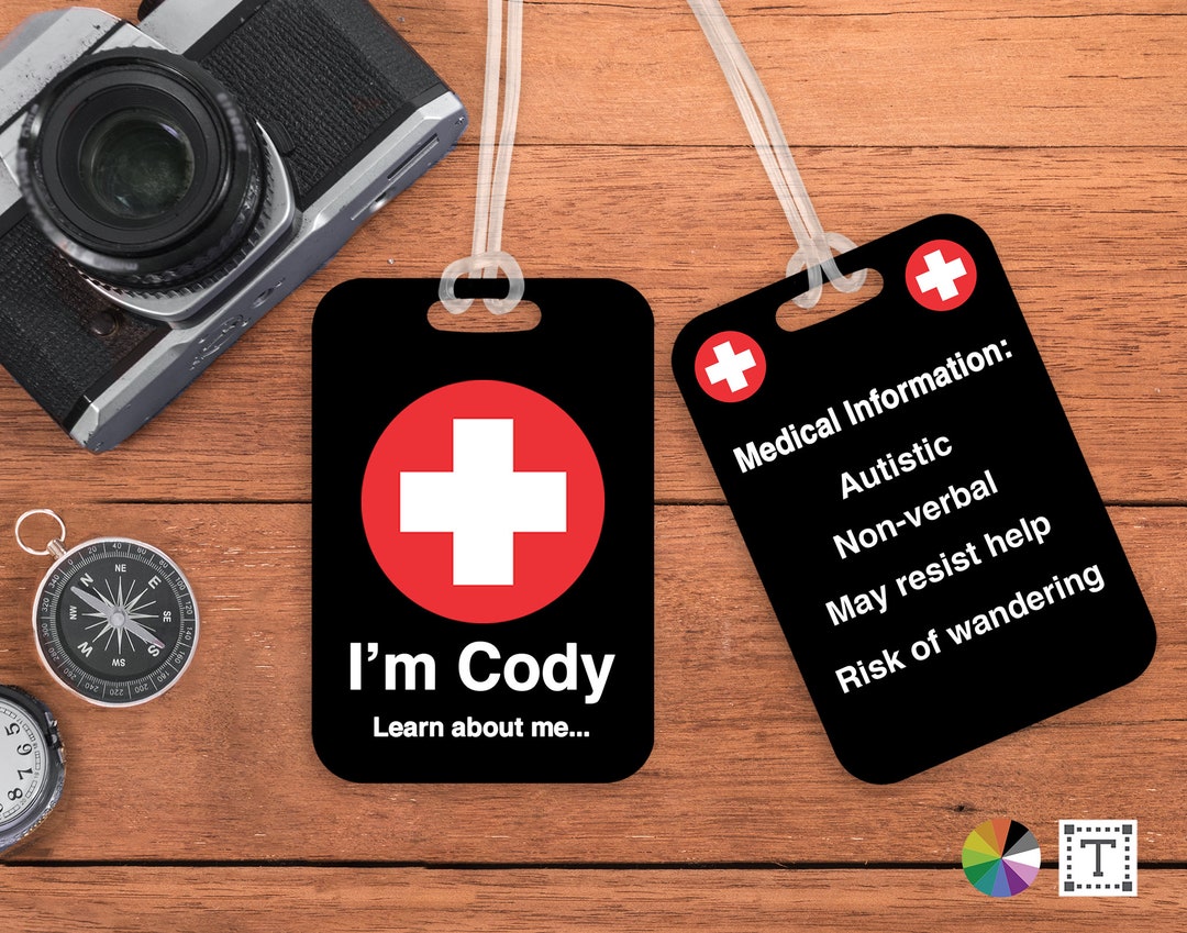 Medical Alert Luggage Tag, Custom Medical ID, Personalized Bag Tag ...