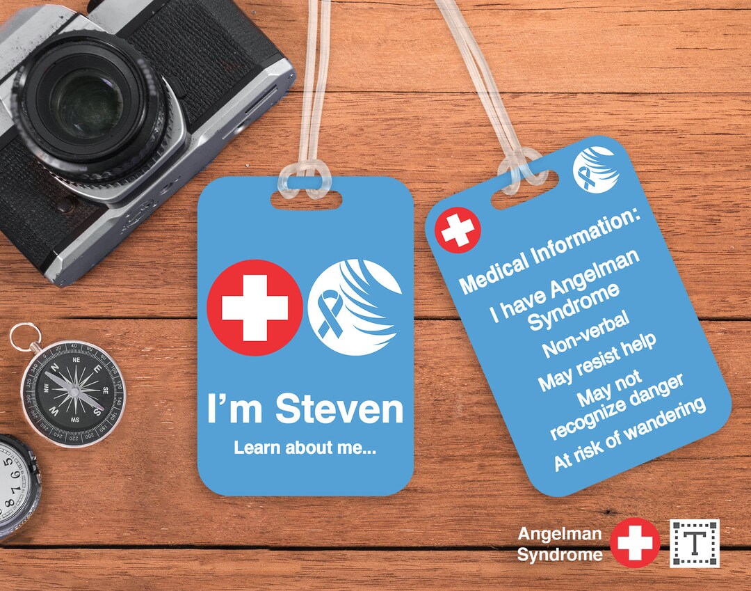 Medical Alert Luggage Tag, Custom Medical ID, Personalized Angelman ...