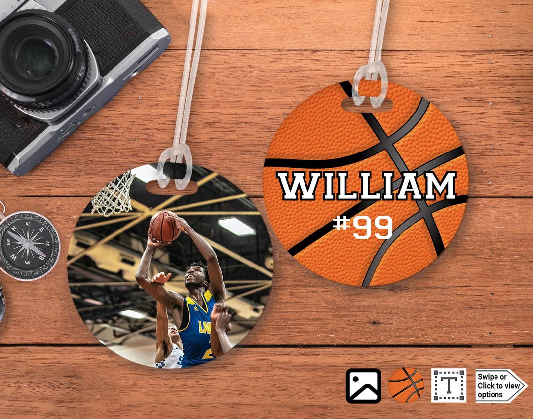 Basketball Bag Tag, Custom Photo Luggage Tag, Sports Bag Tag, Backpack ...