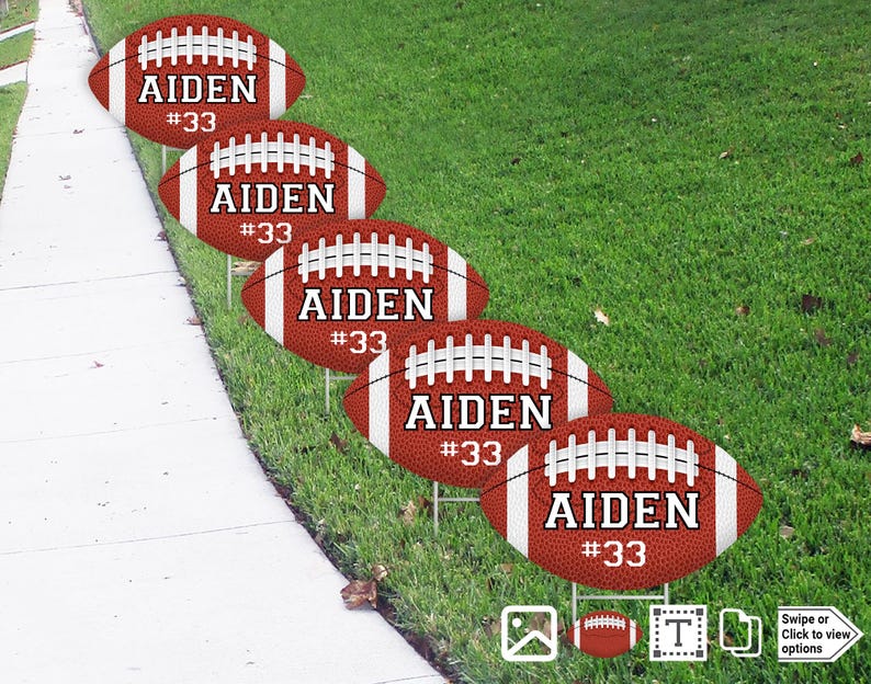 Small Football Yard Sign, 13" Mini Walkway Decoration, Sidewalk Sign ...