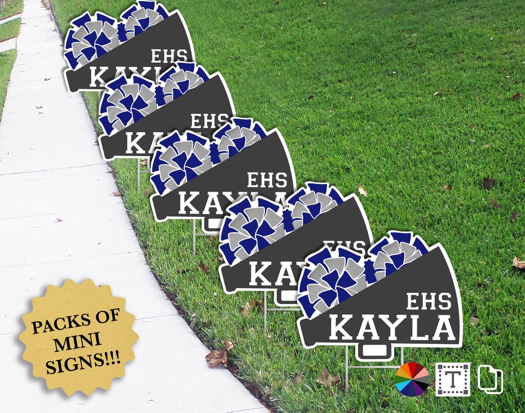 Cheerleading Yard Sign: Custom Mini Megaphone, School Colors - Etsy