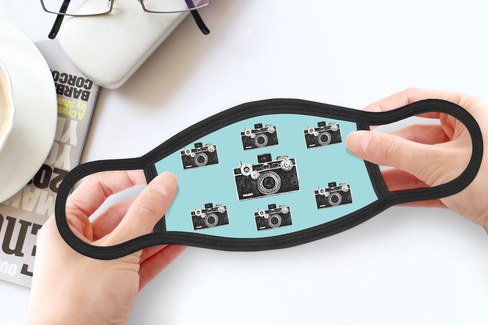 Face Mask Blue Camera Design // Camera Face Mask // Face - Etsy