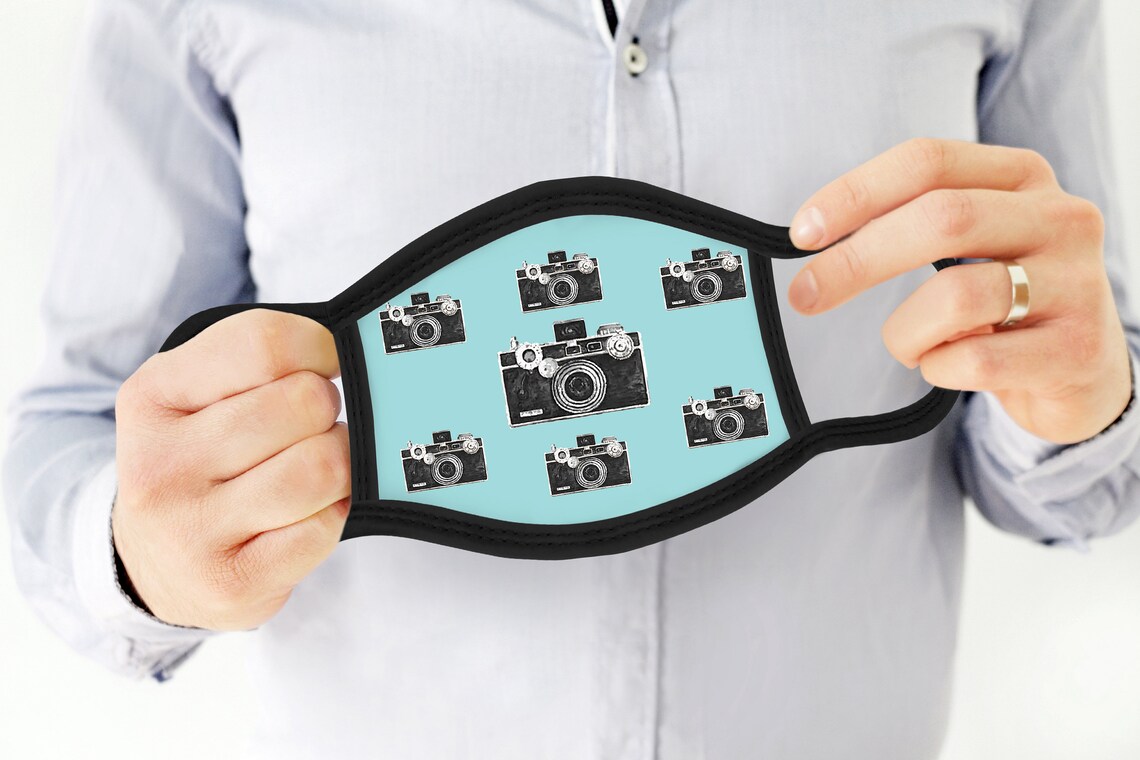 Face Mask Blue Camera Design // Camera Face Mask // Face - Etsy