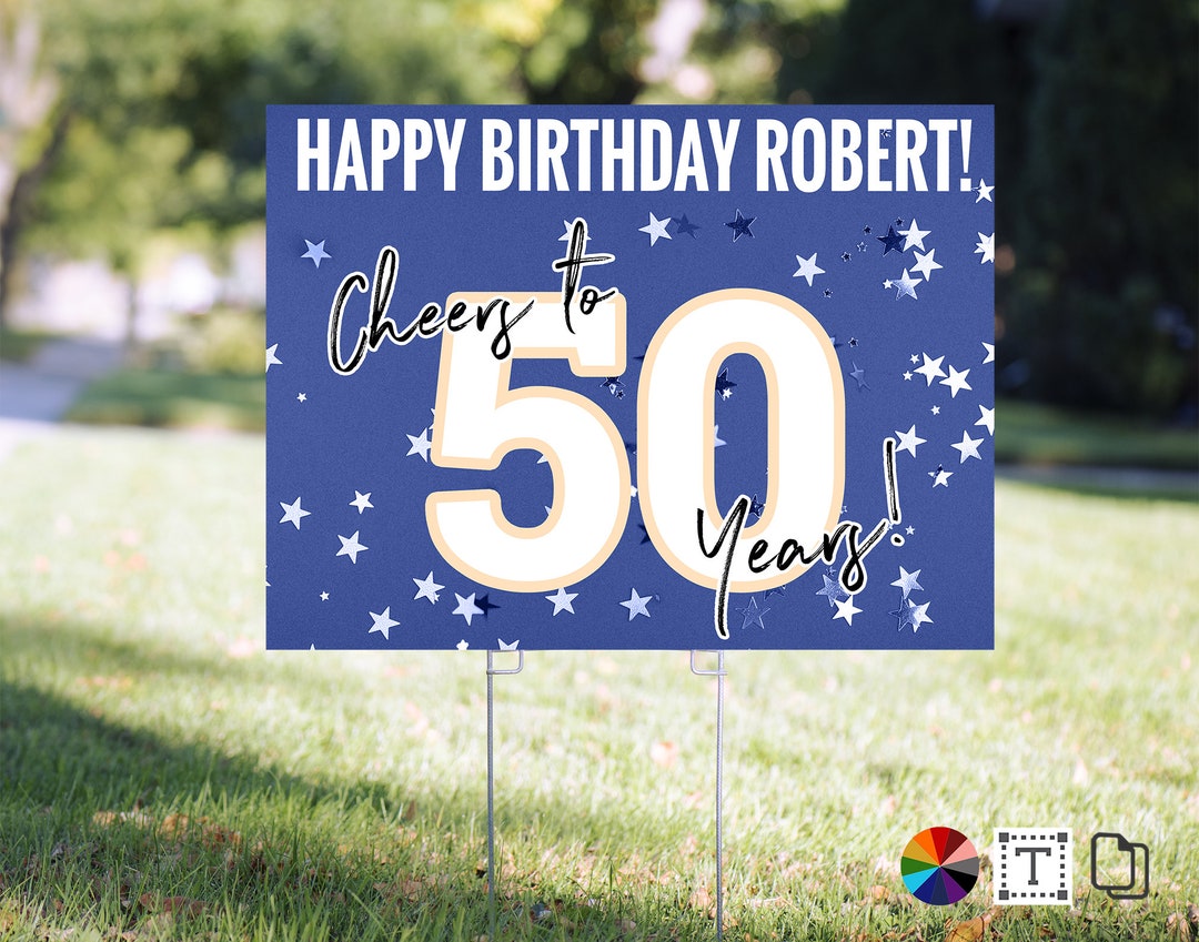 Custom Birthday Yard Sign: Personalized Name & Age, Stars Design - Etsy