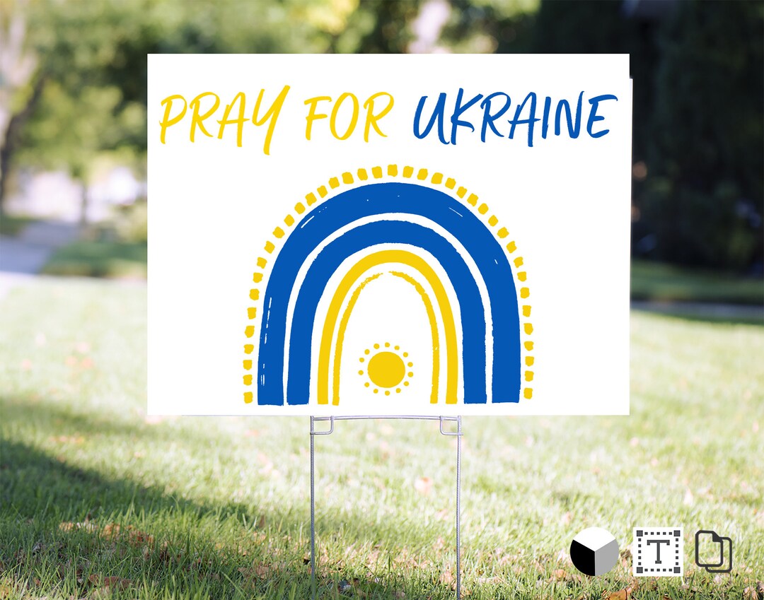 Ukraine Rainbow Yard Sign, Pray for Ukraine 18x24 Inch Yard Sign With ...