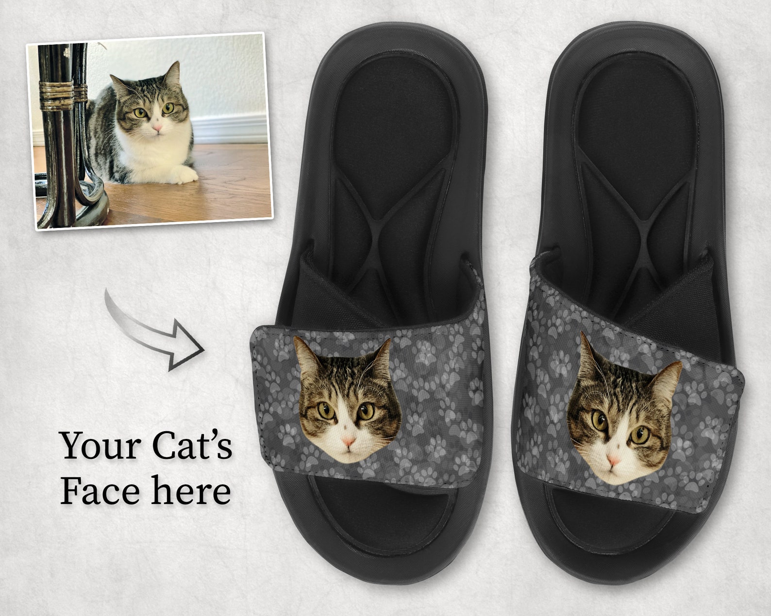 Custom Cat Slides / Custom Cat Face Slippers / Personalized | Etsy
