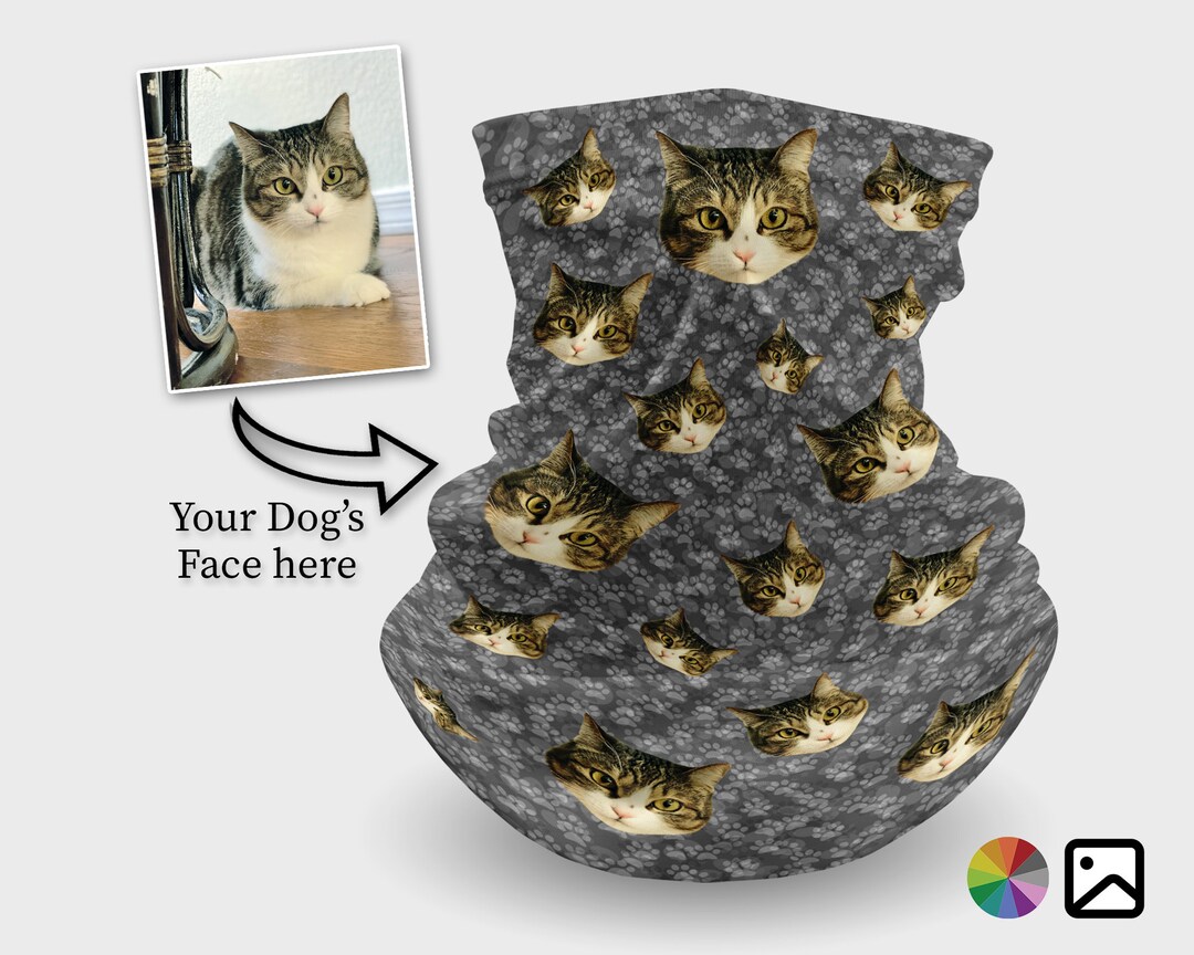 Personalized Pet Face Mask Gaiter: Custom Cat or Dog Photo, UPF+ - Etsy