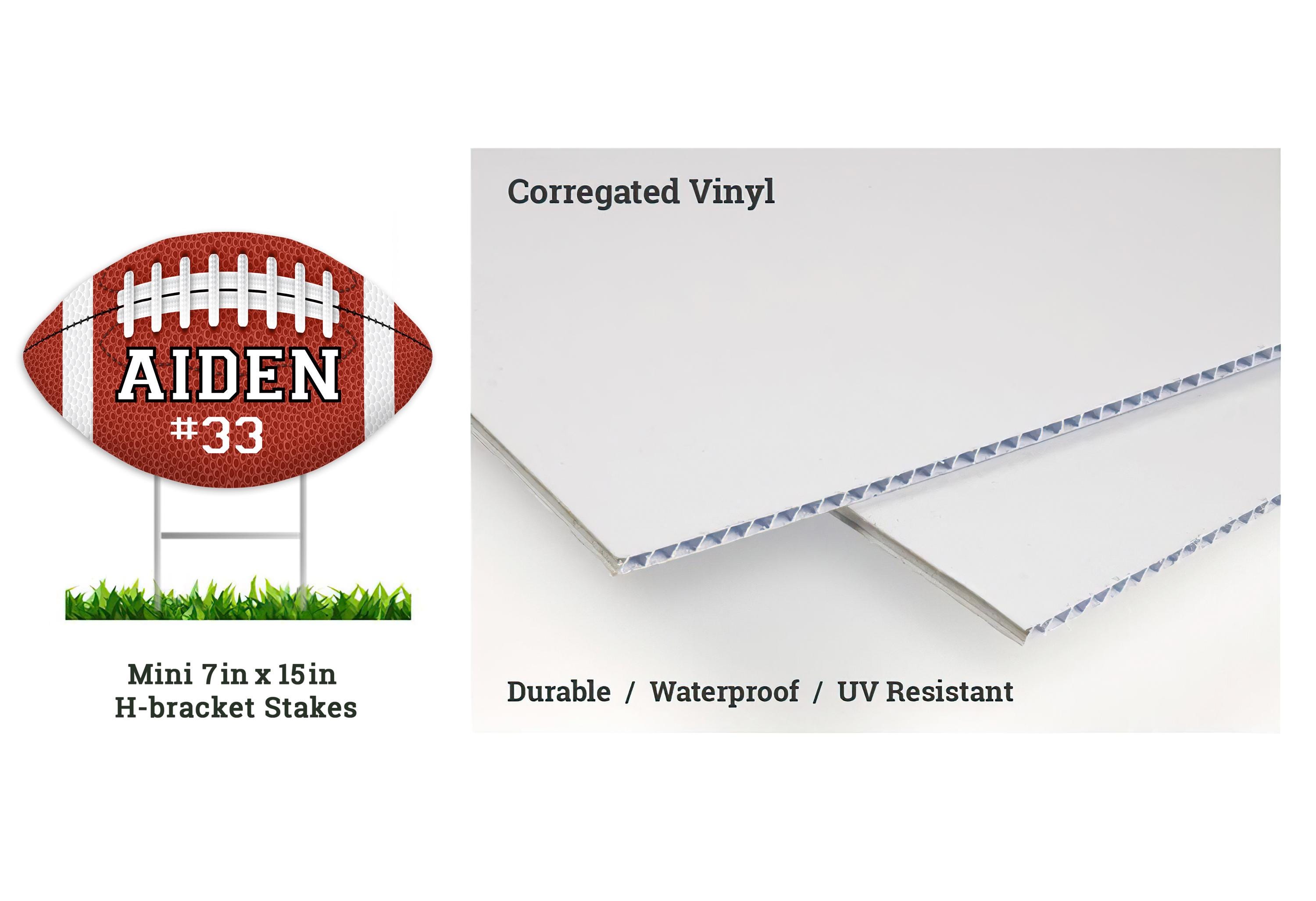 Small Football Yard Sign, 13" Mini Walkway Decoration, Sidewalk Sign ...