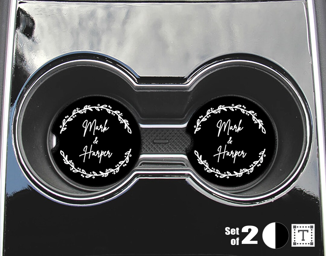 Monogram Car Coasters: Rubber Cup Coaster Set of 2 - Etsy