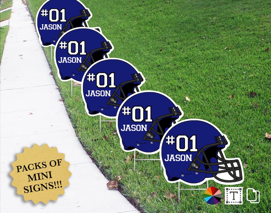 Custom Football Helmet Yard Sign: 12" Mini Walkway Decoration - Etsy