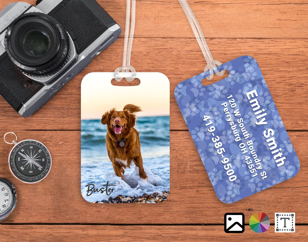 Personalized Pet Luggage Tag: Custom Paw Print Bag Tag - Etsy