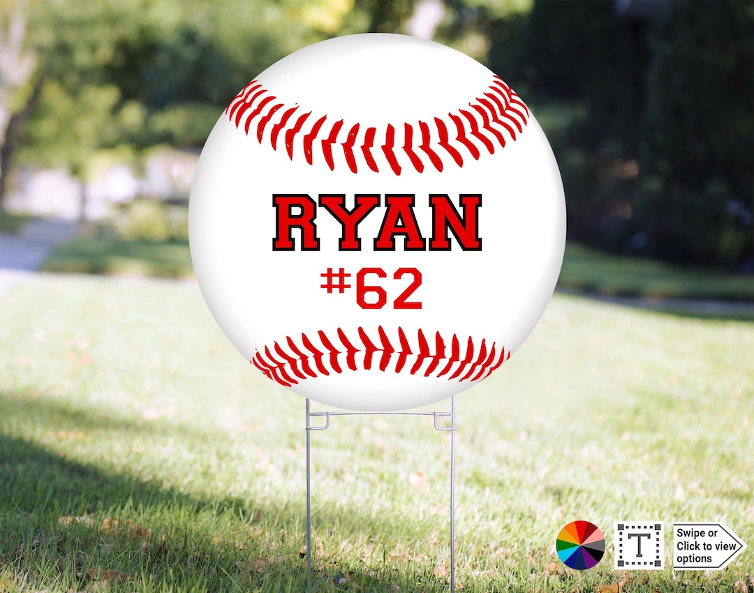 Personalized Baseball Yard Sign: Custom Name & Number, 24" Sports Decor ...