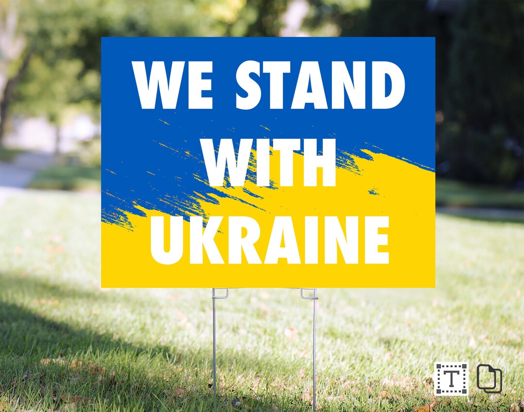 Ukraine Support Yard Sign, We Stand With Ukraine 18x24 Inch Yard Sign ...
