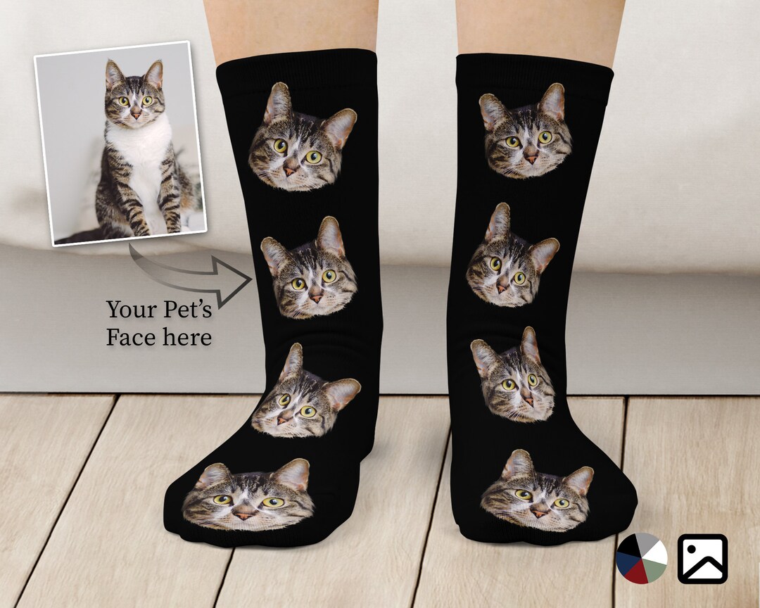Custom Cat Socks, Cat Lover Gift, Personalized Pet Photo Socks ...