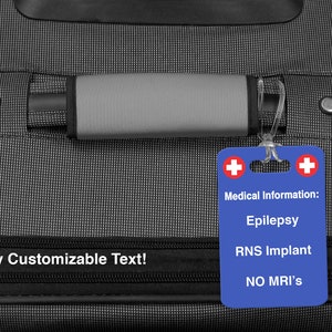 Medical Alert Luggage Tag, Custom Medical ID, Personalized Bag Tag ...