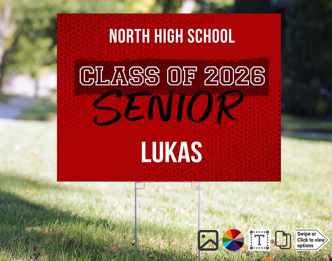 Custom Graduation Yard Sign 2026: School Colors, Photo Option - Etsy