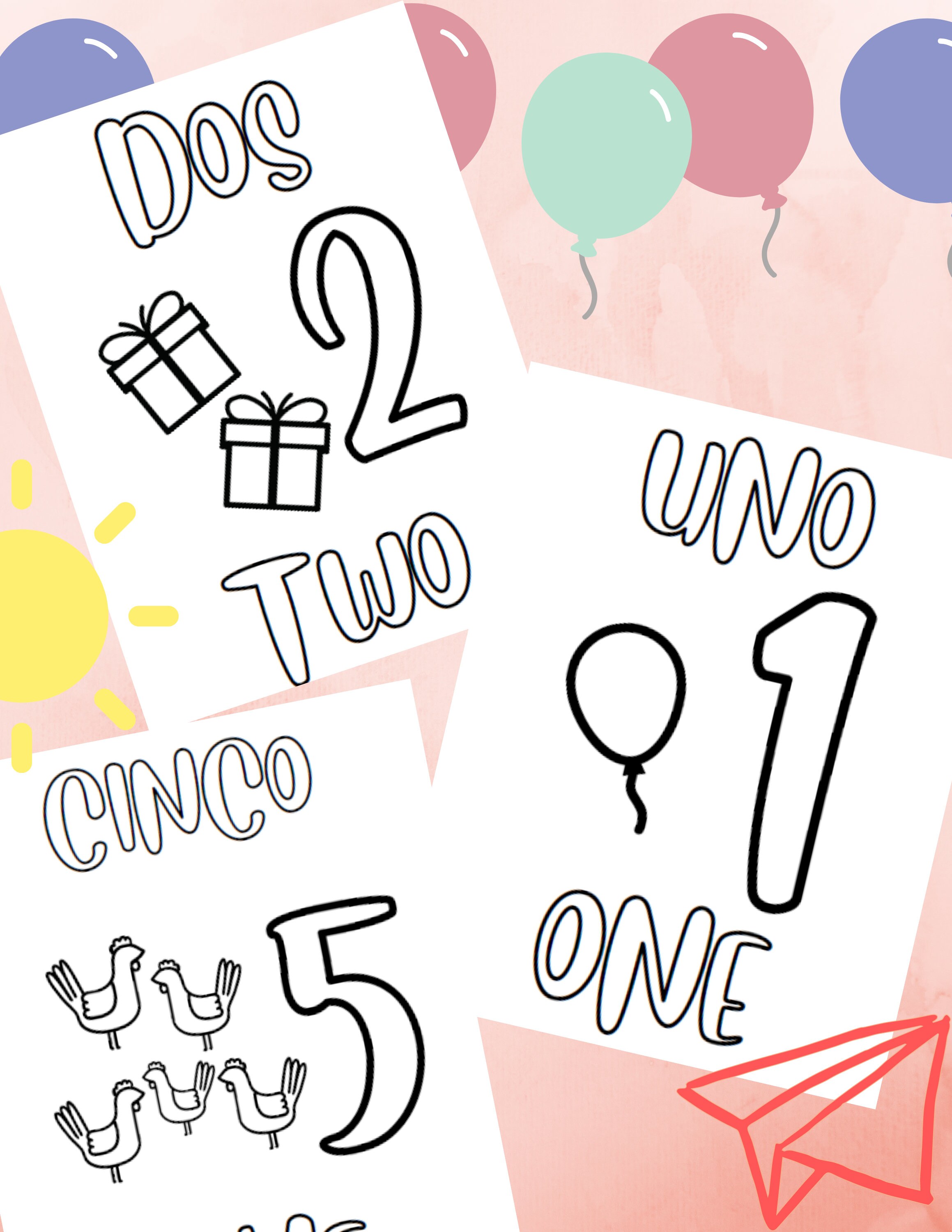 Spanish Numbers 1-10 Learning Bilingual. Prek, Kindergarden, Homeschool ...