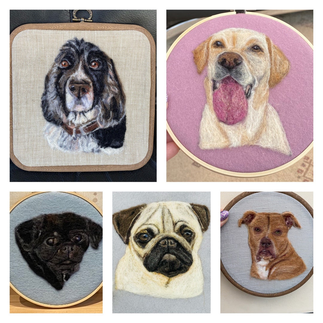 Dog Portrait Personalised Wool Painting Made to Order - Etsy UK