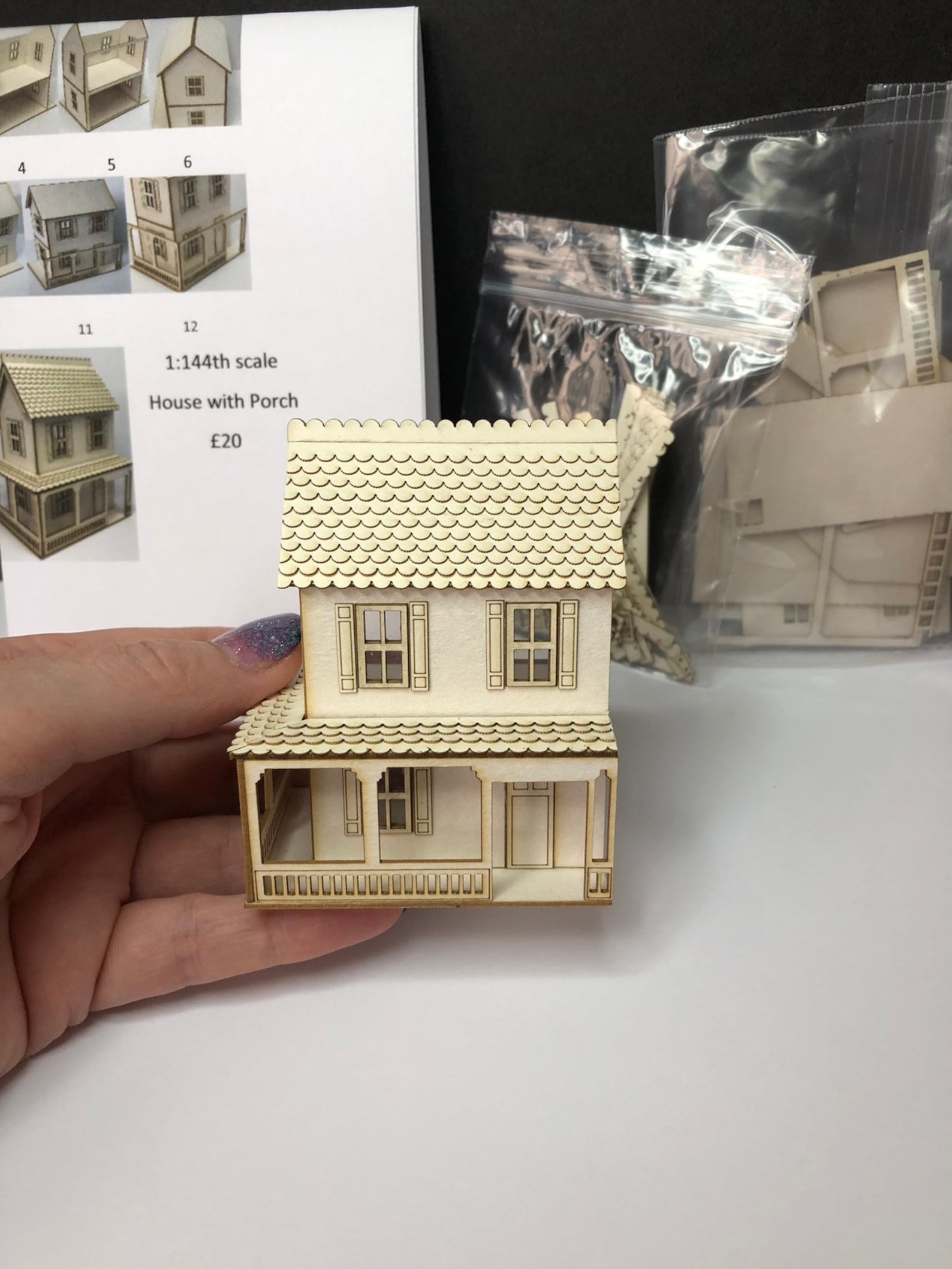 Miniature Micro Dollshouse KIT With Porch 1:144th Scale Home DIY Make ...