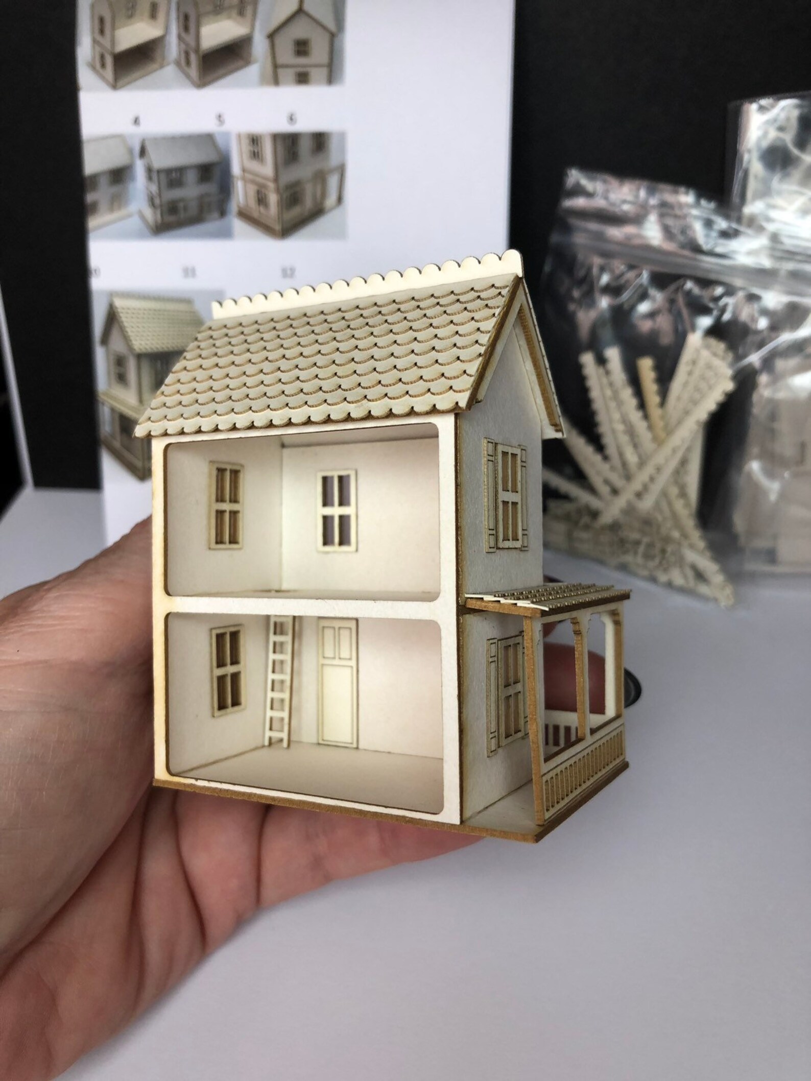 Miniature Micro Dollshouse KIT With Porch 1:144th Scale Home DIY Make ...