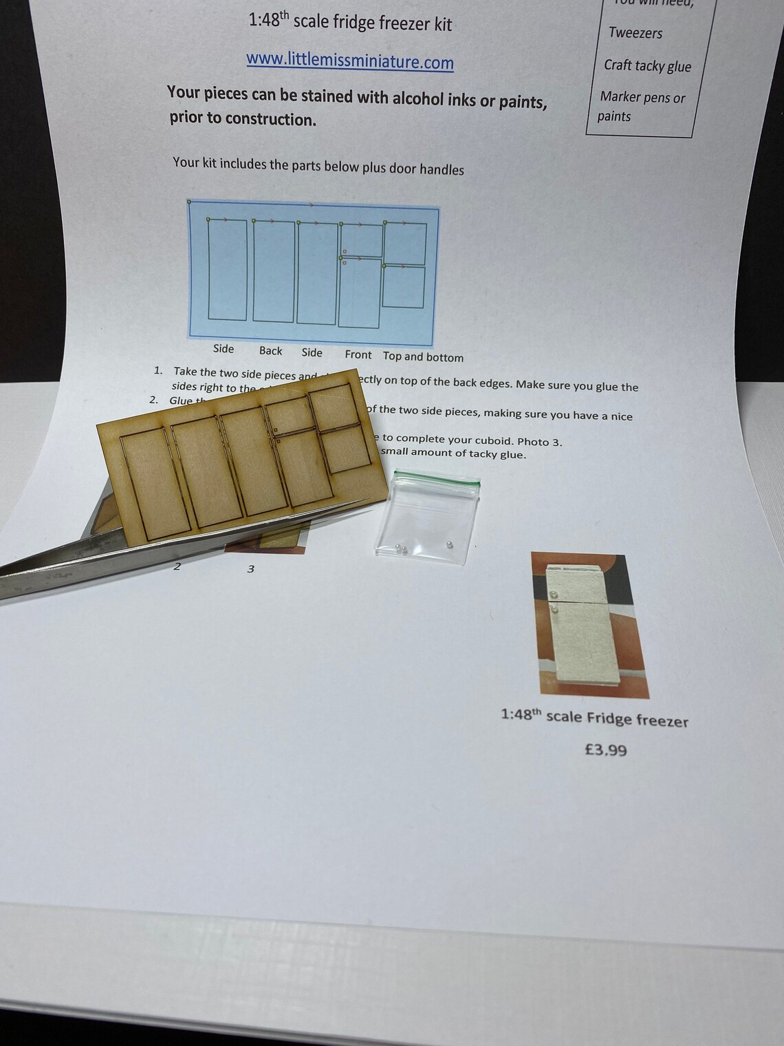 1:48th Scale Fridge Freezer Kit Diy Make Your Own | Etsy