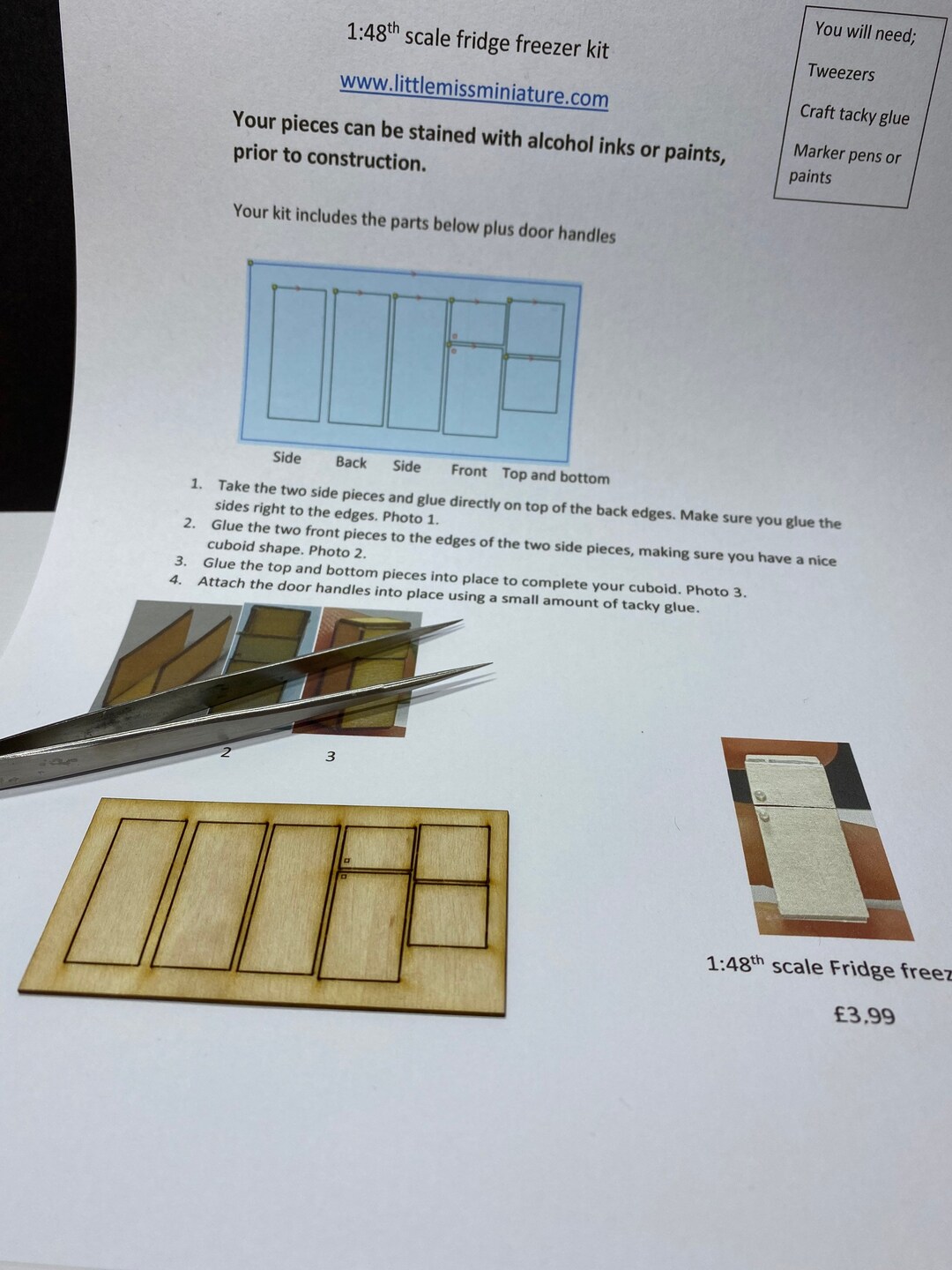 1:48th Scale Fridge Freezer Kit Diy Make Your Own - Etsy