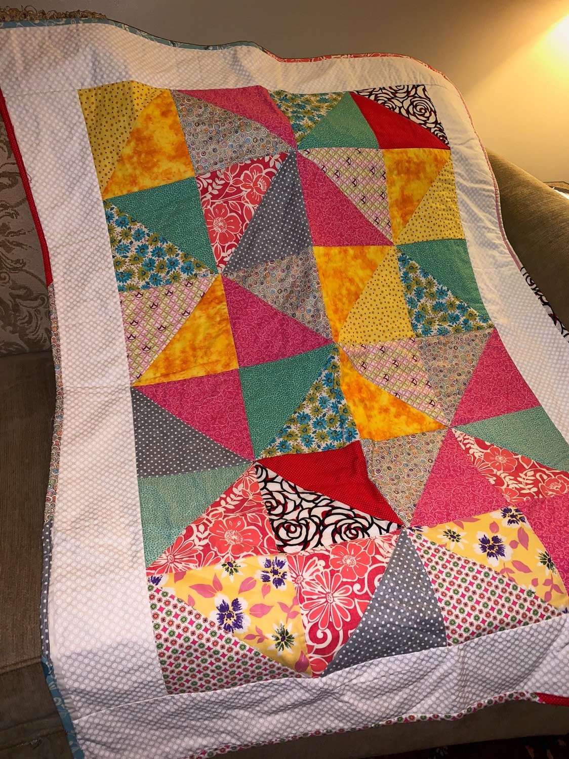 Baby Triangle Square Multicolored Quilt - Etsy