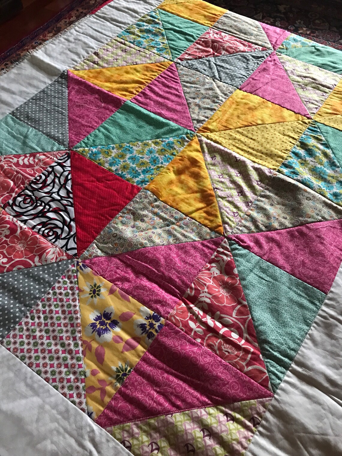 Baby Triangle Square Multicolored Quilt - Etsy