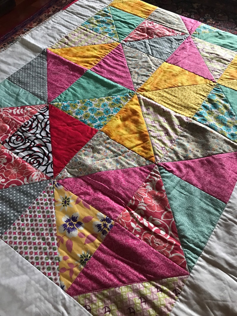 Baby Triangle Square Multicolored Quilt - Etsy