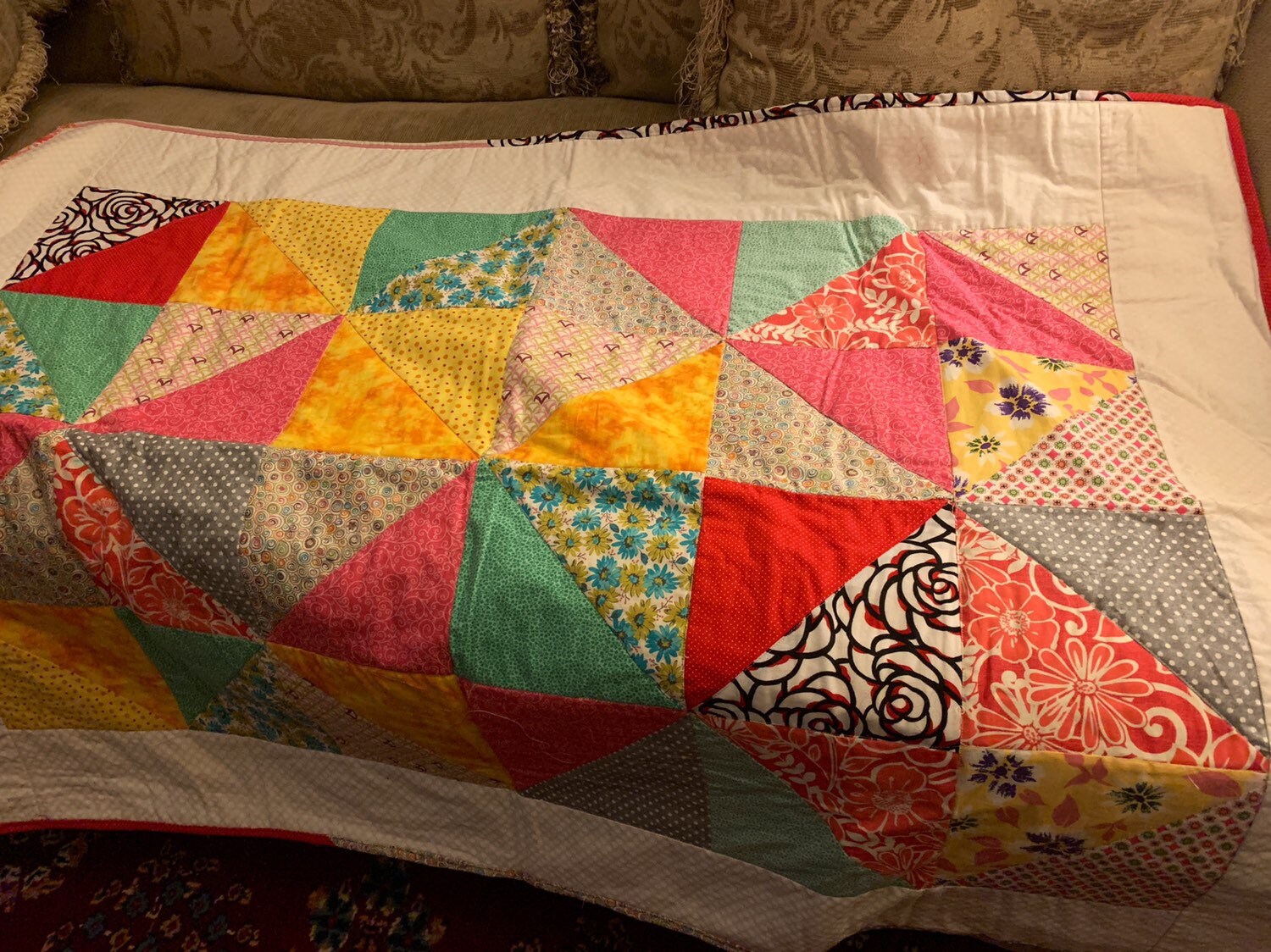 Baby Triangle Square Multicolored Quilt - Etsy