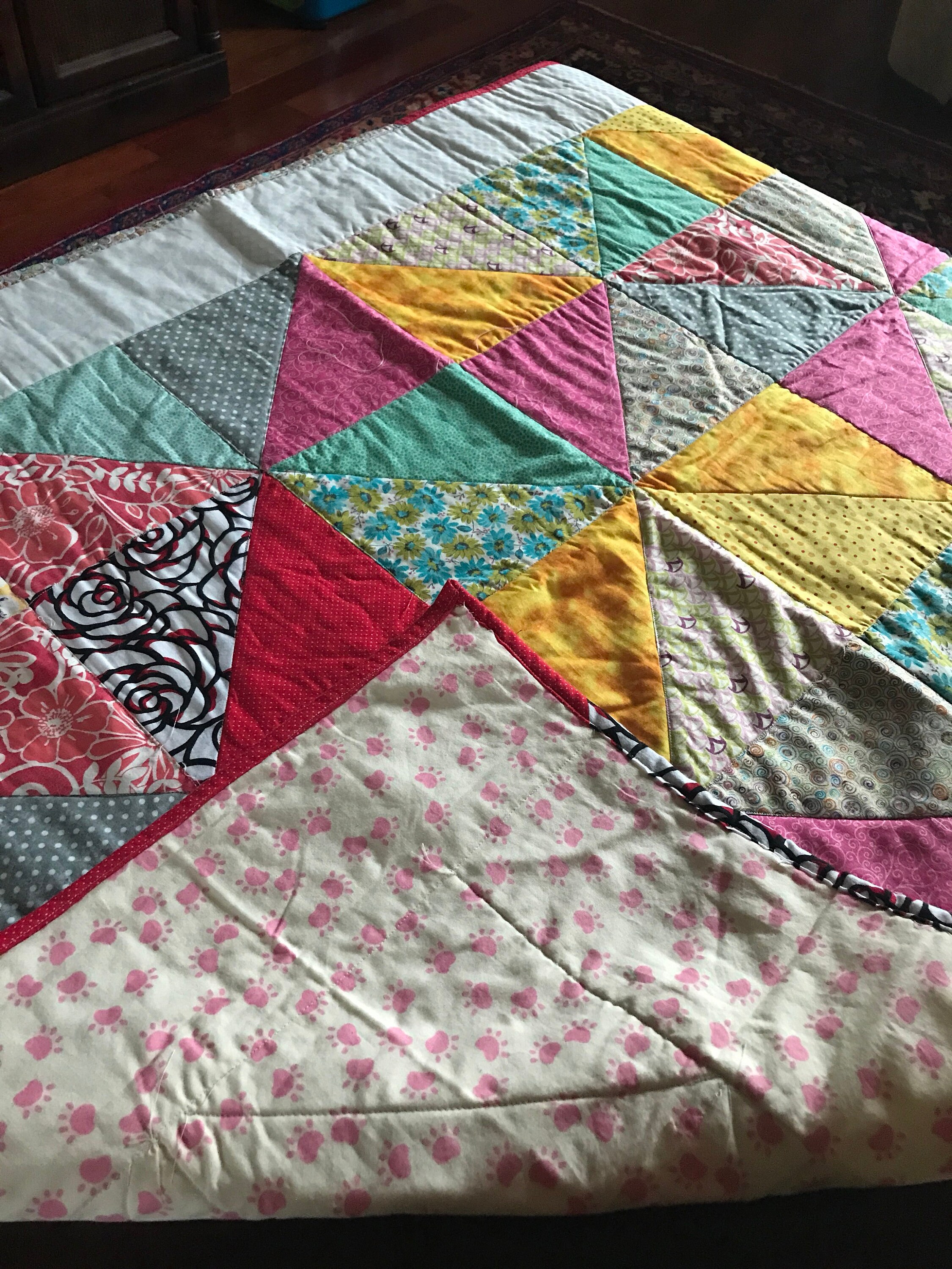 Baby Triangle Square Multicolored Quilt - Etsy