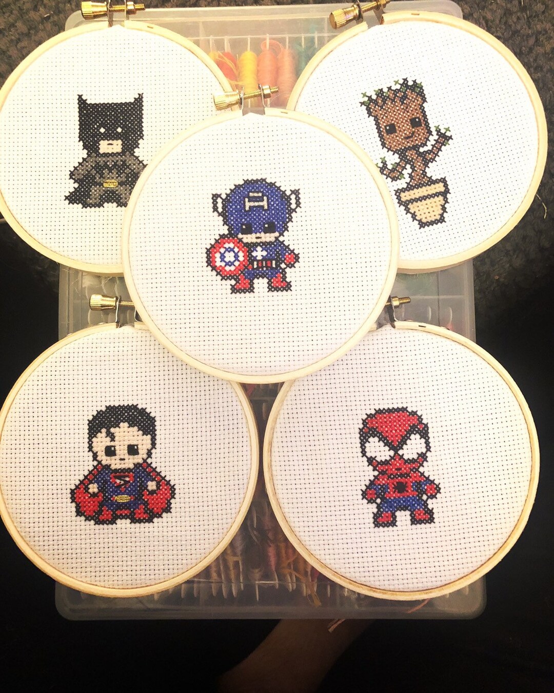 5-piece Set of Mini Superhero Cross Stitch - Etsy UK
