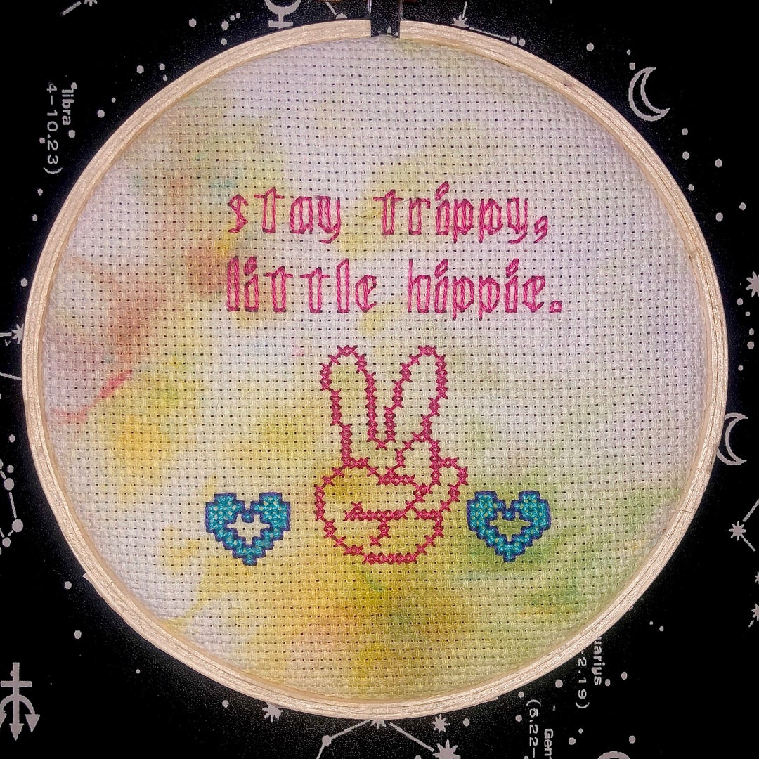 Stay Trippy Hand-dyed Cross Stitch! - Etsy