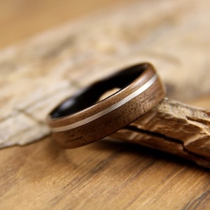 Walnut Wood Lined With Ebony With an Offset Sterling Silver Wire Inlay ...
