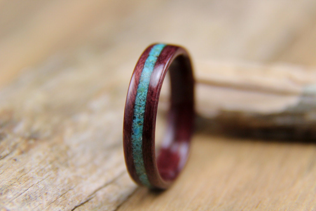 Purpleheart With Crushed Turquoise Inlay Handcrafted Bentwood Wooden ...