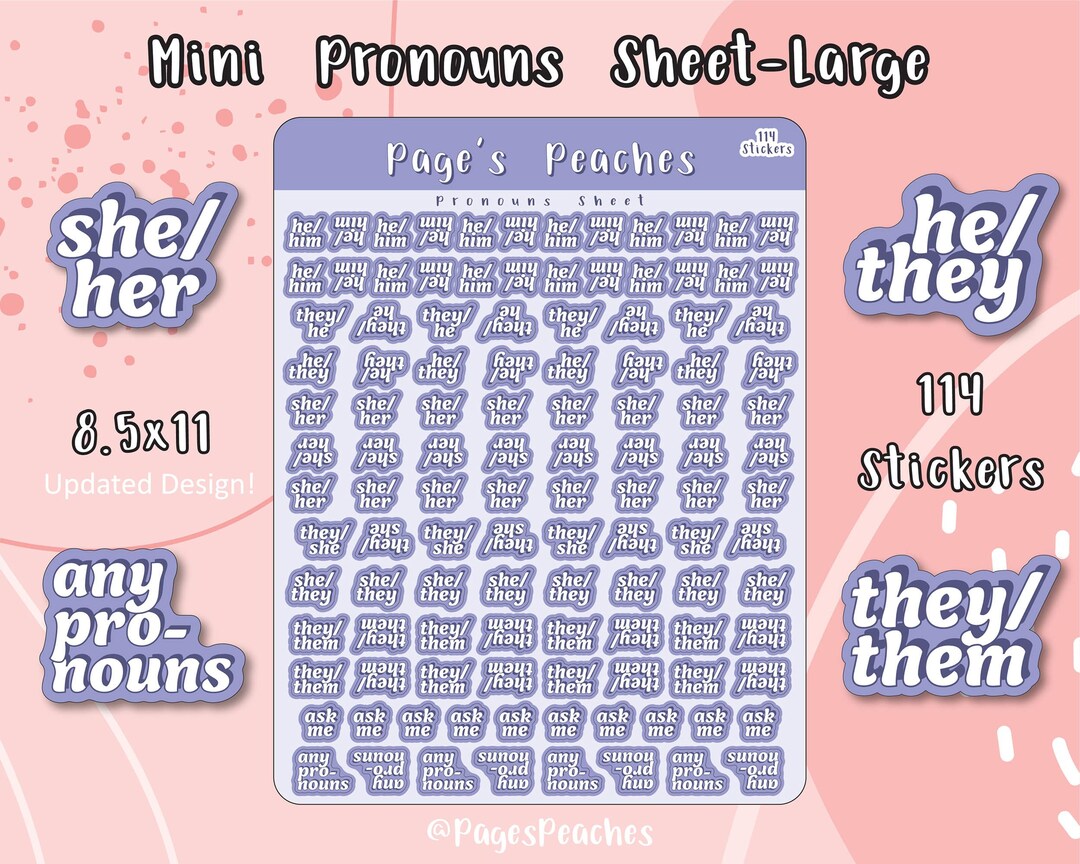 Mini Pronouns Sticker Sheet Bulk Small Pronoun Stickers for Name Tags ...