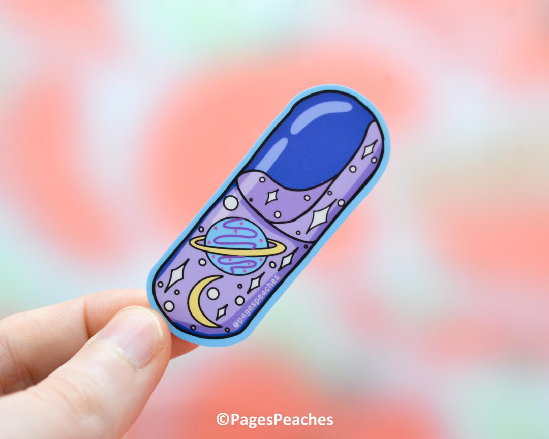 Space Pill Drug Eco Friendly Sticker Small Waterproof Vinyl Sticker for ...