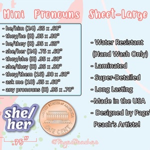 Mini Pronouns Sticker Sheet Bulk Small Pronoun Stickers for - Etsy