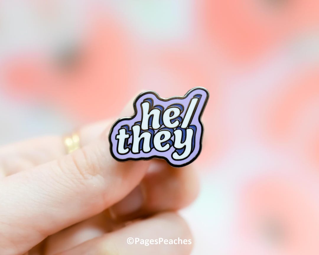 Hard Enamel He/they Pin LGBTQ Pronoun Pin for Work - Etsy