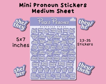 Mini Pronouns Sticker Sheet Bulk Small Pronoun Stickers for Name Tags ...
