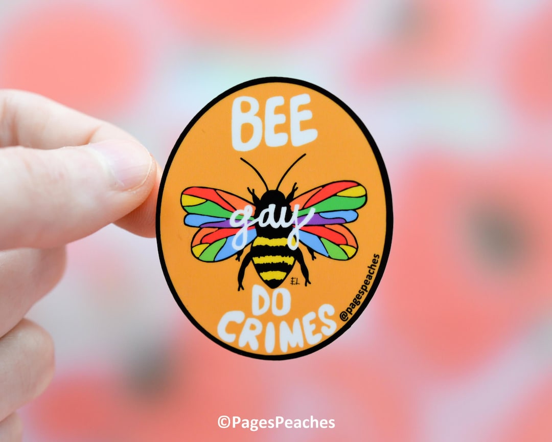 Large Queer LGBTQ Bee Gay Sticker - Crime Pride LGBTQ Rainbow Decal - Etsy