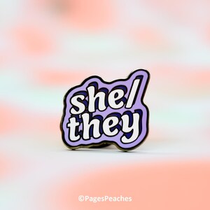 Hard Enamel She/they Pin LGBTQ Pronoun Pin for Work - Etsy